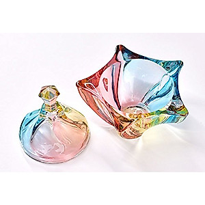 CHOOLD Luxury Colorful Star Shaped Crystal Candy Jar with Lid,Clear Glass Apothecary Jar Wedding Candy Buffet Jar Food Jar (7oz/14oz)