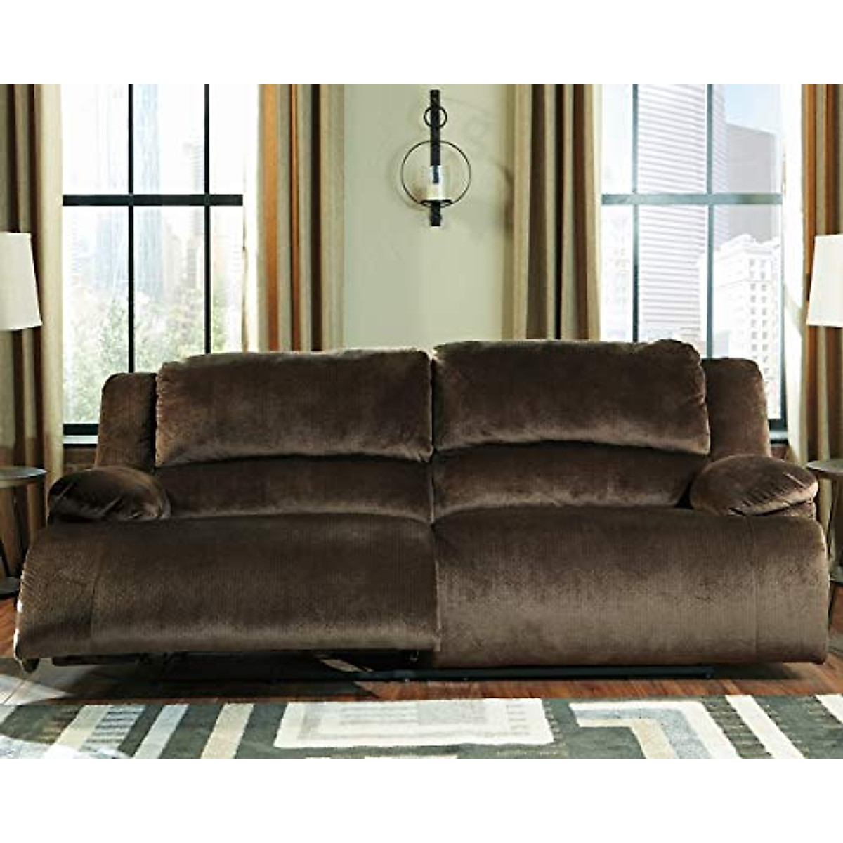 Signature Design by Ashley Contemporary 2 Seat Reclining 1, Power Sofa, Dark Brown