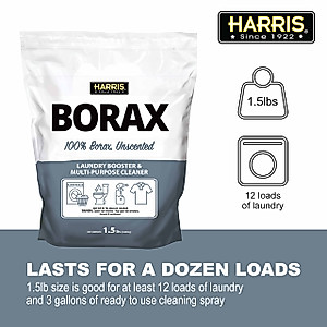 Harris Borax Powder Laundry Booster and Multipurpose Cleaner, 1.5lb (Unscented)