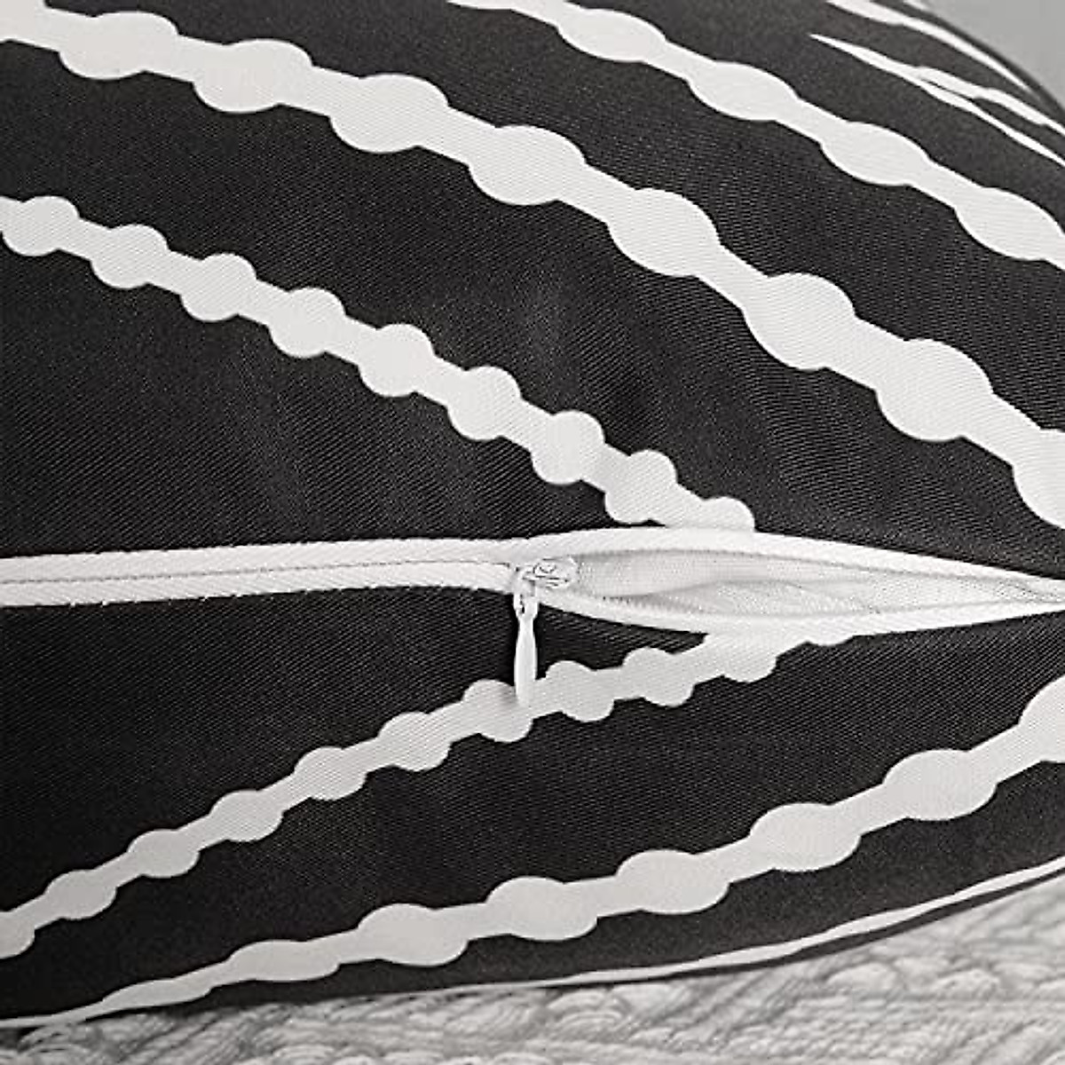 Adabana Outdoor Waterproof Boho Throw Pillow Covers Geometric Pillow Cases for Patio Garden Set of 2, 18 X 18 Inches Black