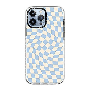 CASETiFY Impact iPhone 13 Pro Max Case [6.6ft Drop Protection] - Check II - Baby Blue Twist - Clear Frost