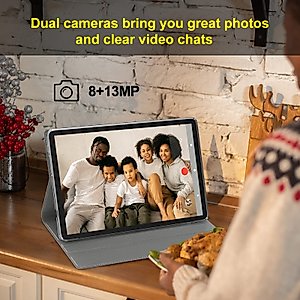 FESABOLE 2024 Newest 2 in 1 Tablet 10 inch Tablet 128GB Storage 1TB Expand Octa- Core Android Tablet Main13MP 5G WiFi Tablet IPS FHD with Stylus Keyboard