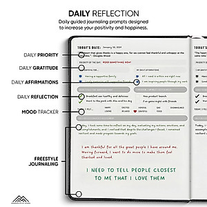 Best Daily Journal for Men & Women for Mindfulness, Productivity, Happiness & Self Care | Gratitude Journal, Affirmation Journal, Positivity Journal, Manifestation Journal, Self-Care Journal, Habit Tracker & Daily Journal with Prompts (Black)