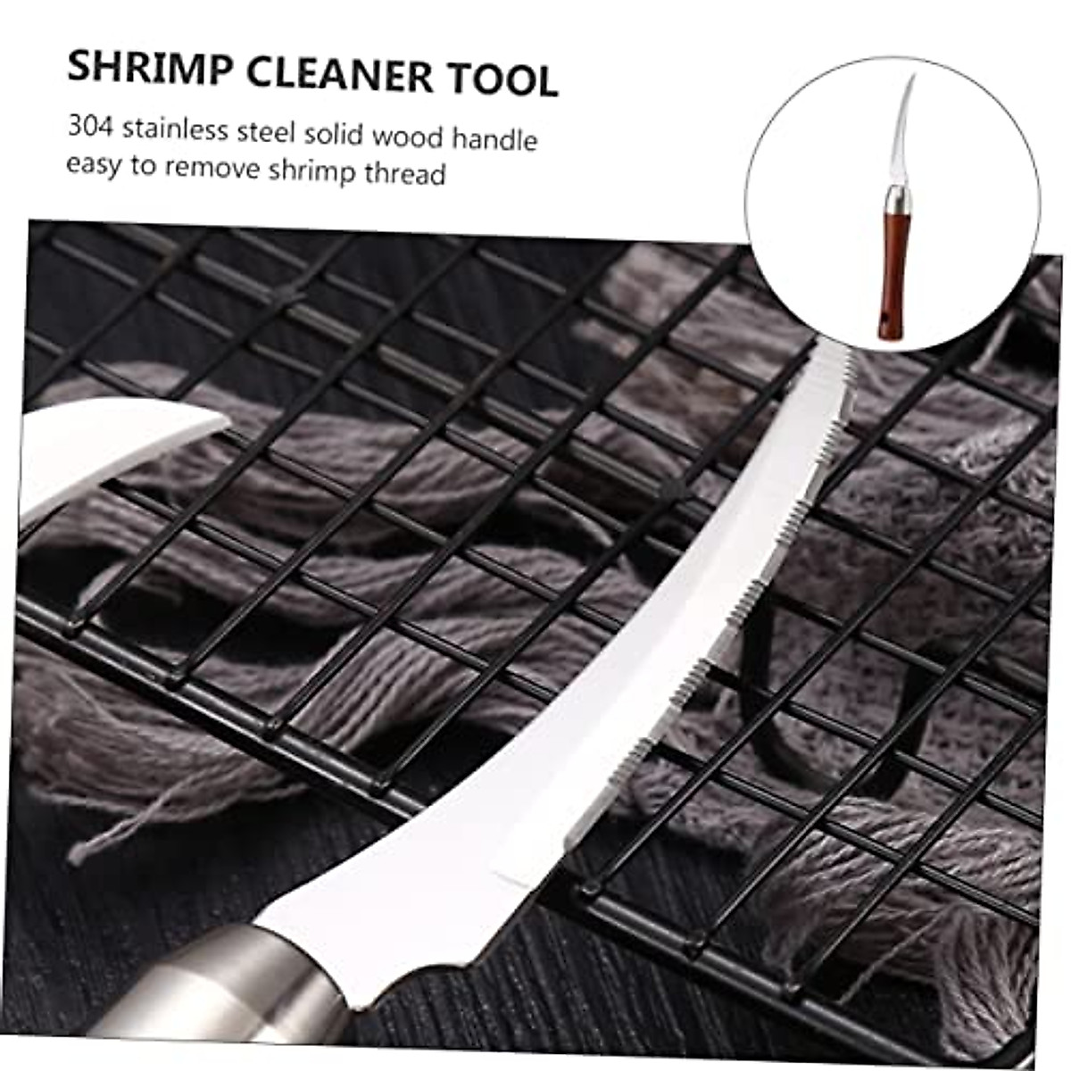 UPKOCH 2pcs Shrimp Peeling Knife Stainless Steel Cleaner Shrimp Deveiner Tool Oyster Knife Shrimp Master Tool Shrimp Line Peelers Shrimp Peeling Tool Shrimp Peeler Log Wooden Handle Suite