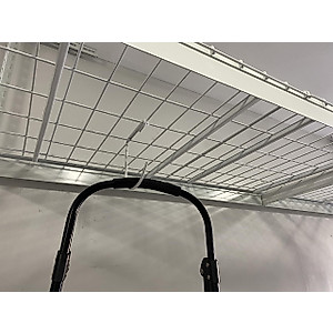 RACK YOUR GARAGE Overhead Rack Hooks for Hanging from Ceiling Rack and Wall Shelving Deck, Heavy Duty Bike Hooks - White (Set of 4)