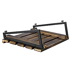 MyGift Rustic Burnt Solid Wood Portable Laptop Stand with Matte Black Metal Angled Frame Legs, Desk Cooling Stand Laptop Riser