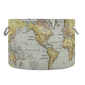 xigua Cotton Rope Basket World Map Painting Baby Laundry Basket Blanket Kids Toy Storage Basket Glove Box