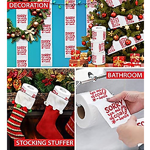 Printed TP Sorry Ran Out of Coal Santa Printed Toilet Paper Gag Gift – Merry Christmas Funny Toilet Paper Roll For Prank, Bathroom Decor, Stocking Stuffers, Novelty Xmas Holiday Gift – 500 Sheets