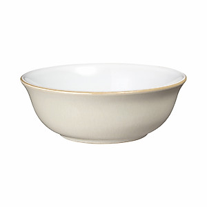 Denby - Linen Cream White Cereal Bowls Set of 4 - Dishwasher Microwave Safe Crockery - Ceramic Stoneware Tableware Natural Tones - Bowls For Soup