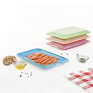 Tatay Set 4 cold meat container, with lid and body removed, in four colours, reusable and stackable, made of BpA-free plastic