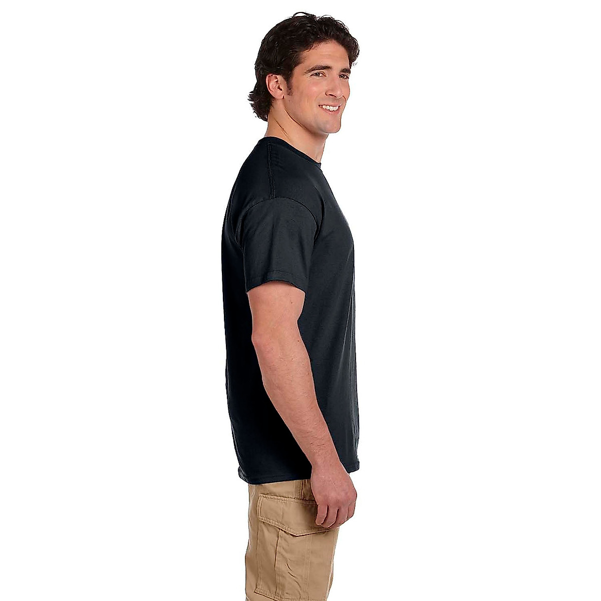 Fruit of the Loom Men's Lightweight Cotton Tees (Short & Long Sleeve), Crew-4 Pack-Black, X-Large
