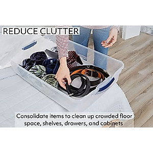 Rubbermaid Cleverstore Clear 41 Qt/10.25 Gal, Pack of 4 Stackable Plastic Containers with Durable Latching Clear Lids, Visible Storage, Great for Craft, Tool, and Toy Storage