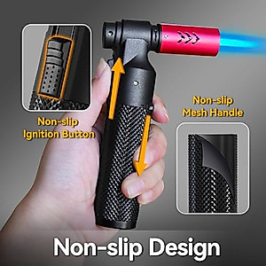 Zoocura 2 Pack Butane Torch Lighter Big Jet Flame Refillable Portable Butane Torch Adjustable Mini Blow Torch for Camping Grill Culinary Soldering Cooking Welding BBQ (Fuel Not Included)