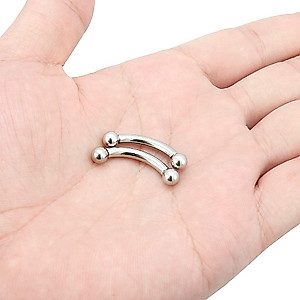 Ftovosyo 2PCS PA Ring Curved Barbell Internally Threaded Monster Screwball Rings 316L Surgical Steel Pierced Body Jewelry 8G 16mm