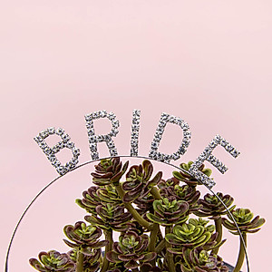 AUEAR, Rhinestone Bride Headband Elegant Bride Crown Bachelorette Party Headbands (Silver)