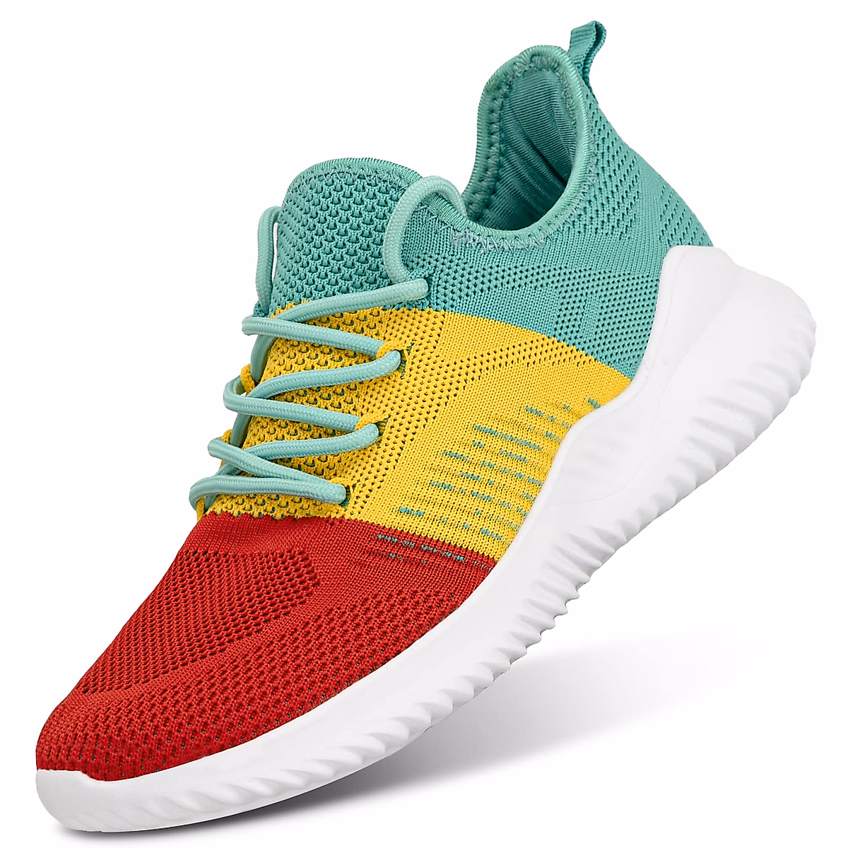 Flysocks Slip On Sneakers for Women-Fashion Sneakers Walking Shoes Non Slip Lightweight Breathable Mesh Running Shoes Comfortable Red Yellow Green 7.5