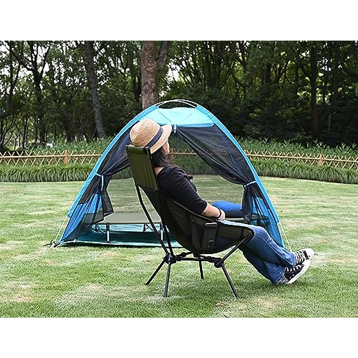 MARCHWAY Lightweight Folding High Back Camping Chair with Head Support, Stable Portable Compact for Outdoor Camp, Travel, Beach, Picnic, Festival, Hiking, Backpacking (Green)