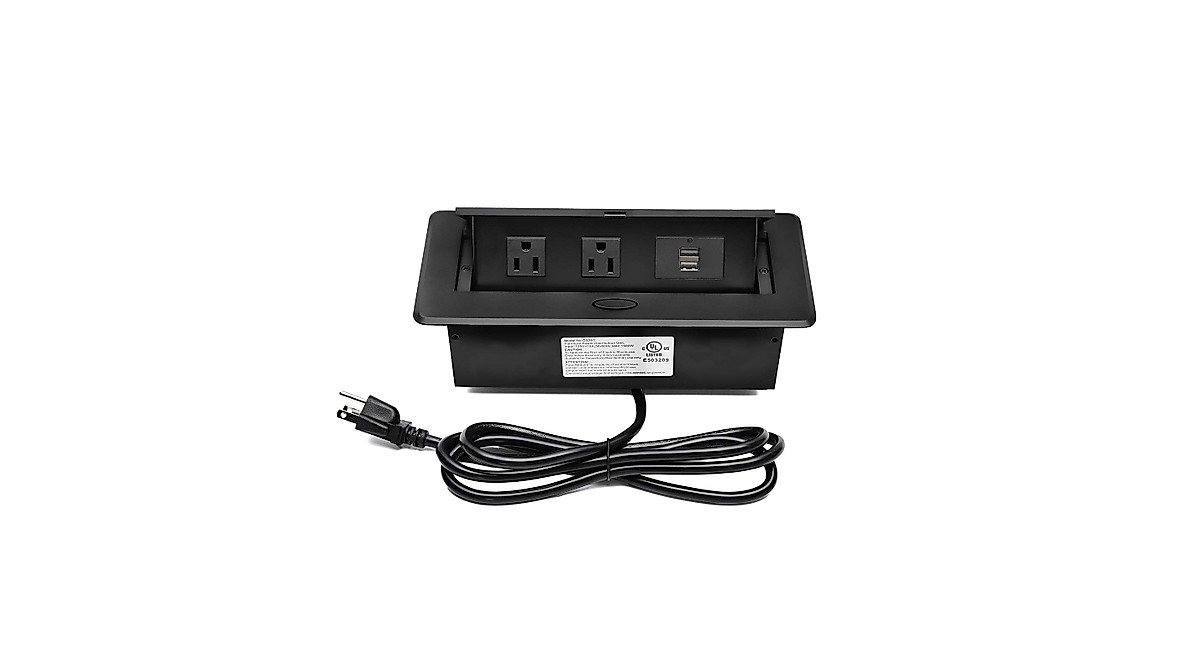 UL Listed Pop Up Power Strip with Dual USB Ports