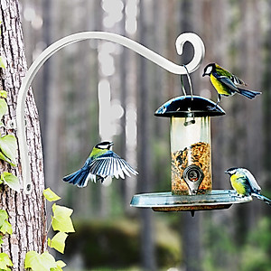 Bird Feeder Hanger: 12-Inch Wall-Mounted Plant Bracket Outdoor - 4 Pieces White Plant Hooks for Hanging Flower Baskets