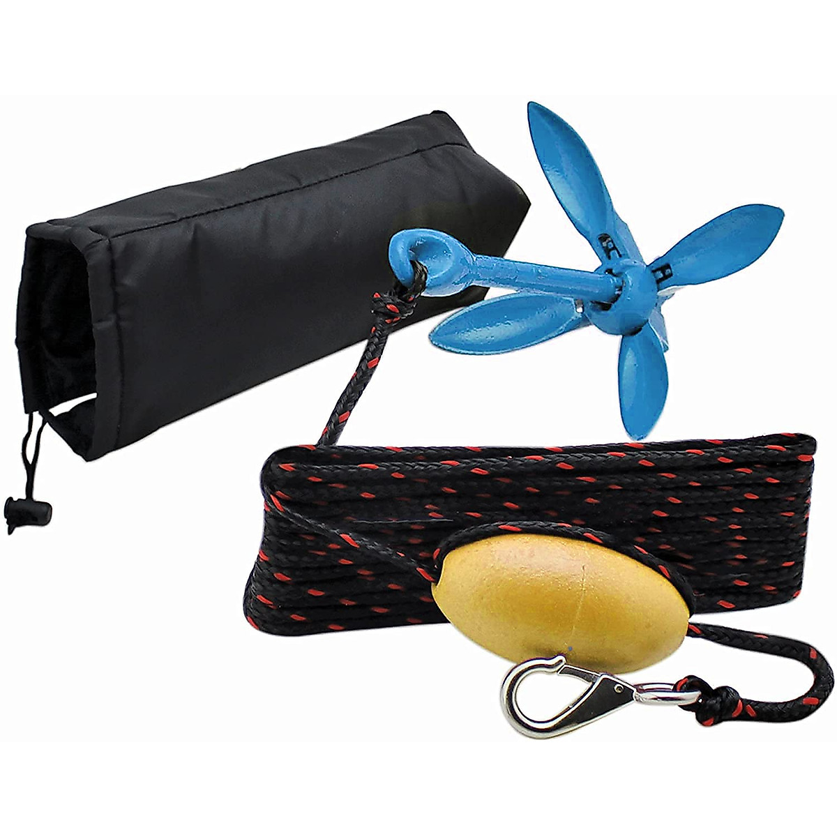 XIALUO Marine Kayak Anchor Portable Folding Grapnel Kayak Anchor Kit (1.5lb) with 30 ft Marine Rope