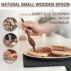 Hefild 6 PCS Wooden Spoons for Honey, 6.7 inch Small Wooden Spoons - Terrific for Tea, Coffee & Soup, Little Wooden Serving Table Spoons Set, Bulk Bamboo Teaspoon for Eating with Unique Design