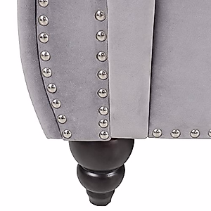 RARZOE Traditional Chesterfield Loveseat Sofa, Modern Vintage Chesterfield Button Tufted Velvet Couch with Nailhead Trim Scrolled Arms for Living Room Bedroom Office(Grey)