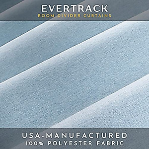 EverTrack Room Divider Curtains - Curtains for Ceiling Mounted Curtain Track to Create a Private Space or Divide a Room - Handcrafted in The USA - Icefall Blue, 120 W x 96 H