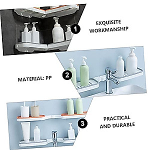OSALADI Corner Shelf Sink Drain Rack Sink Storage Rack Wall Coner Shelf Draining Wall Shelf Bathroom Wall Shelf Bathroom Wall-Mount Rack Commodity Shelf Bathroom Finishing Rack Pp 1pc