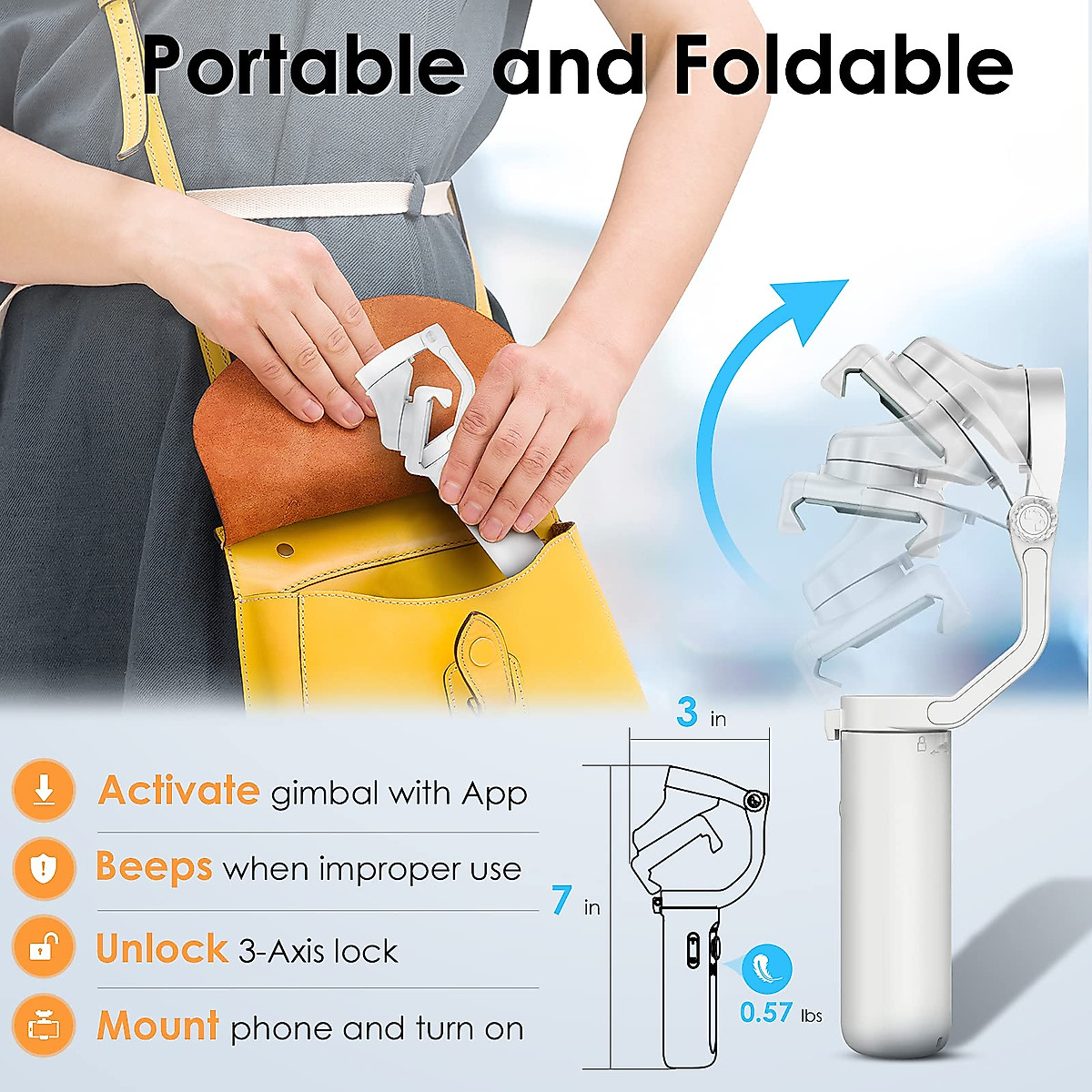 Gimbal Stabilizer for Smartphone, 3-Axis Phone stabilizer with Tripod, Foldable Phone Gimbal for Android and iPhone 14 PRO MAX, Stabilizer for Video Recording with 600° Auto Rotation - hohem iSteady X