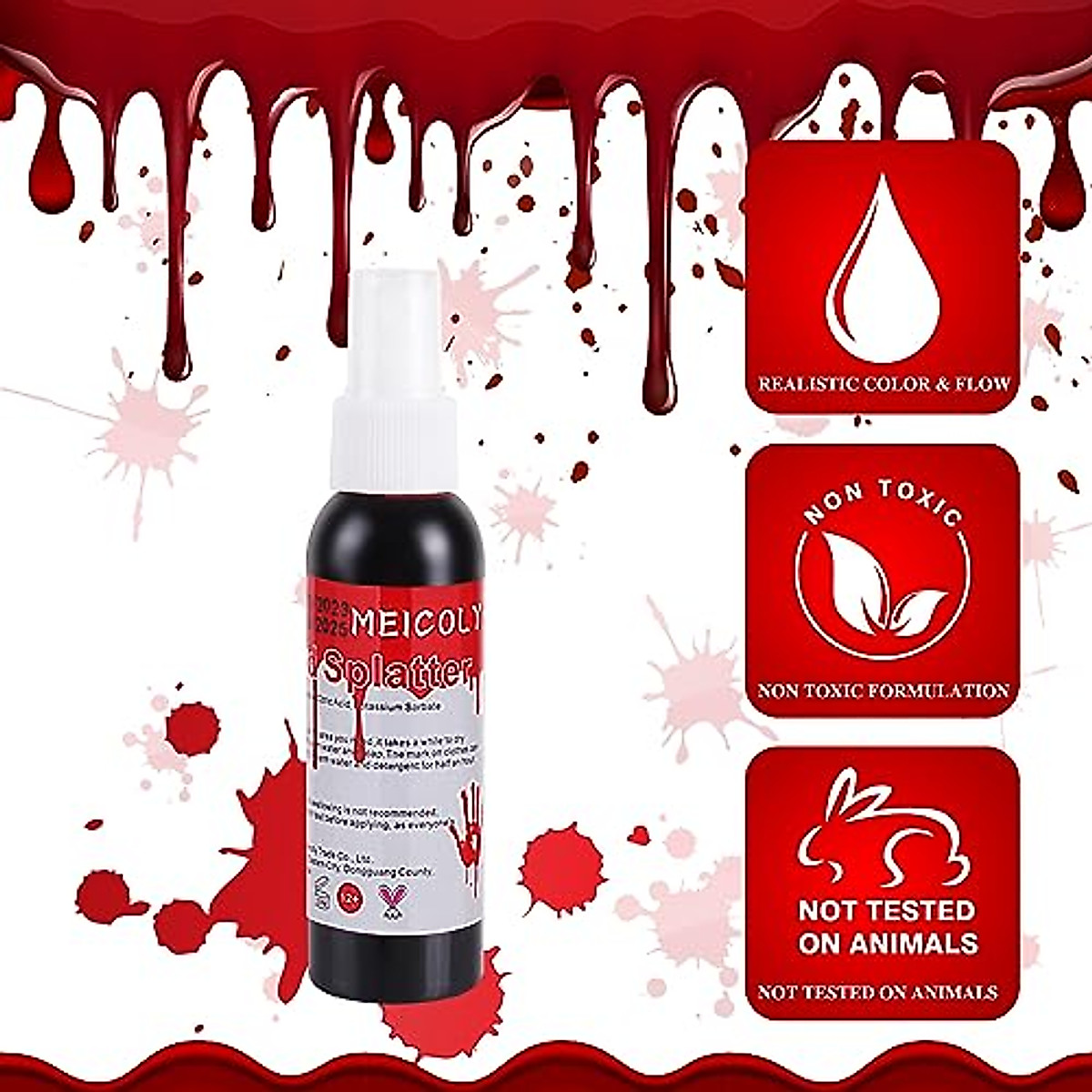 MEICOLY Blood Splatter, 2.1oz Fake Blood Spray, Halloween Liquid Blood ...