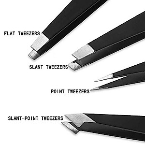 4-piece Eyebrow Clip Beauty Tweezers Set, Professional Stainless Steel Tweezers, Precision Stainless Steel Kit for Ingrown Hair Eyebrows Facial Hair Splinter and Eyelashes