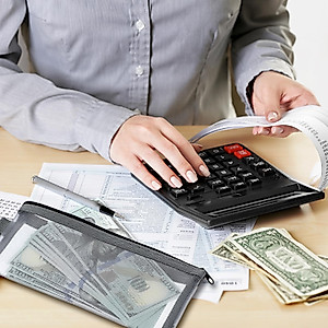 COMNICO 5pcs Pencil Case Pencil Pouch, Clear Exam Pen Bag Simple Nylon Mesh Zipper Pencil Bag Makeup Bag Portable Office Stationery Storage Pouch for Adults