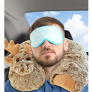 DolliBu Brown Moose Plush Neck Pillow - Soft Travel Neck Pillow Animal for Neck & Head Support, Cute Wild Life Stuffed Pillow Accessory for Naps, Novelty Stuffed Animal Headrest for Kids & Adults