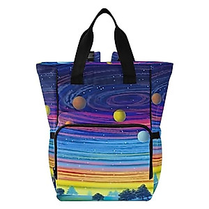 xigua Colorful Universe Diaper Bag Backpack Multi Function Baby Changing Bags Waterproof Large Capacity Travel Back Pack for Mom Dad