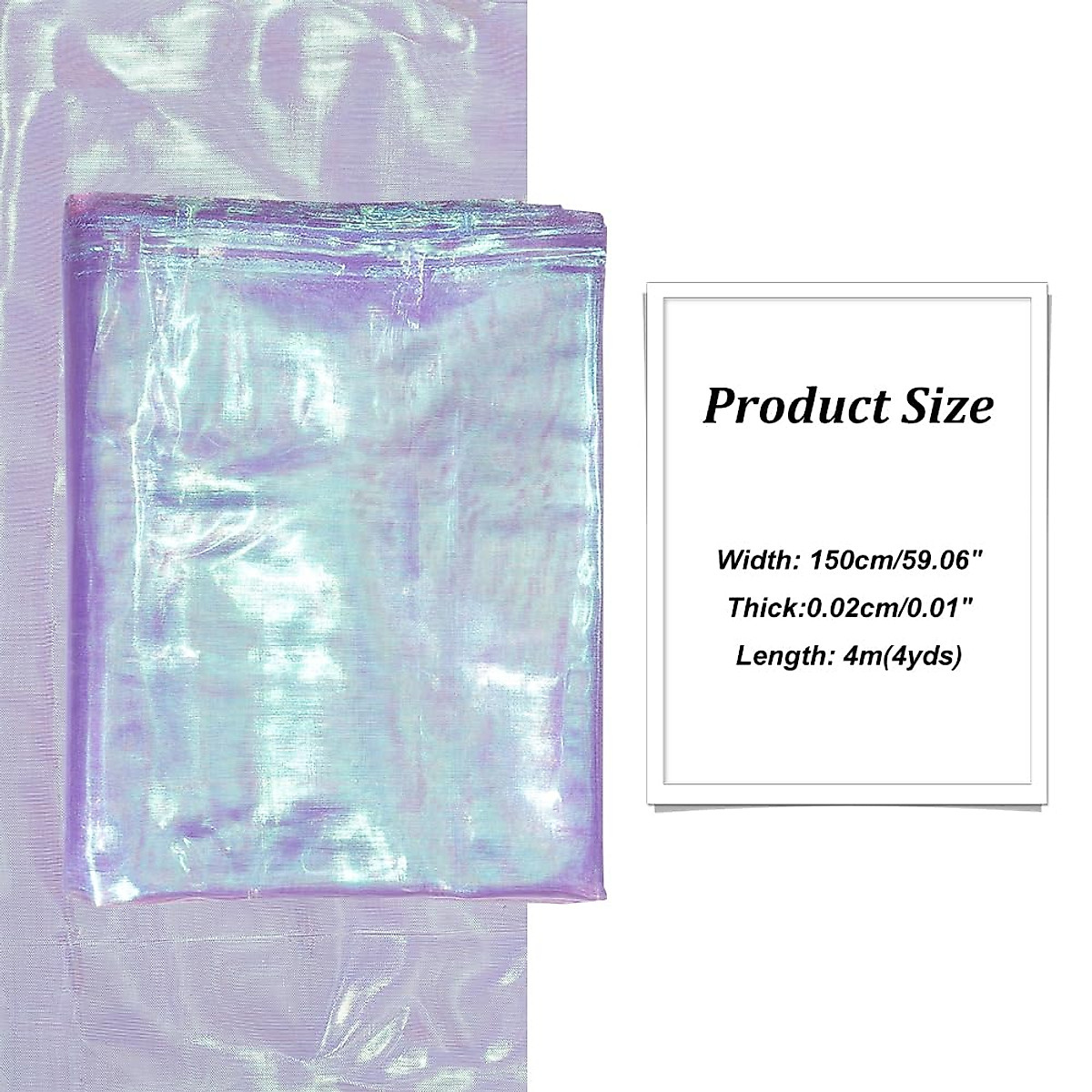 PH PandaHall 4.3 Yard Organza Lace Fabric Purple Sheer Fabric Iridescent Organza Cloth Magic Shiny Fabric Ribbon for Christmas Dress Show Costume Wedding Decoration Photography Background 59inch Wide