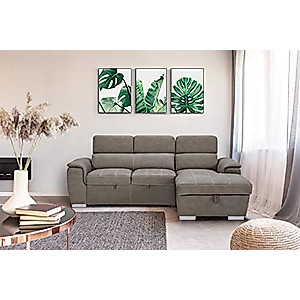 Lexicon Cheyenne Convertible Sectional Sofa Sleeper, Right Chaise, Taupe
