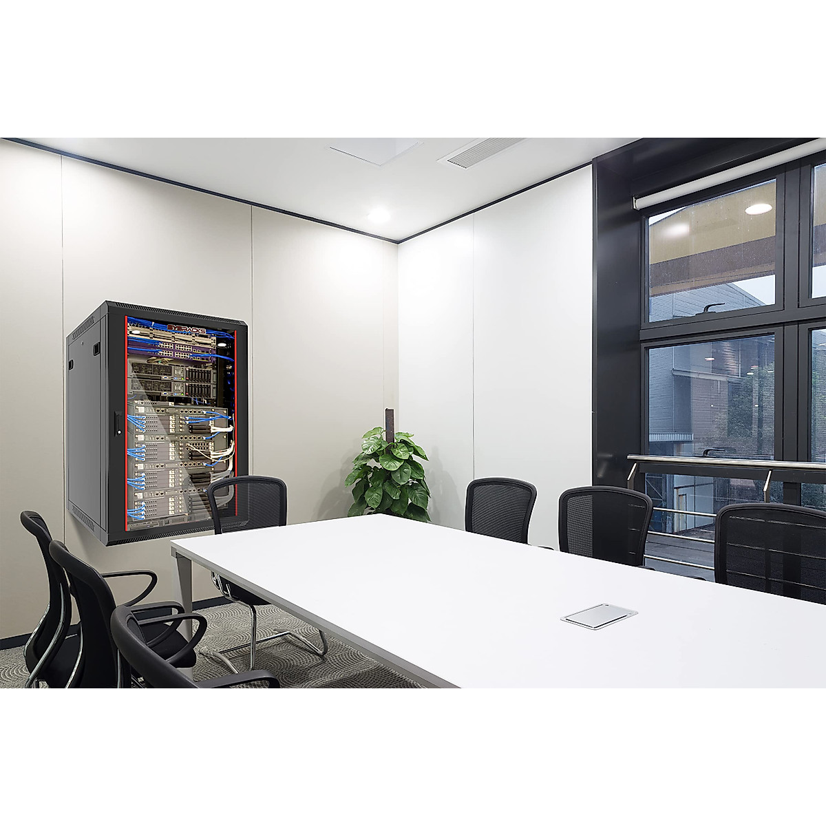 Server Rack - Wall Mount Network Enclosure - Locking Wall IT Cabinet - 19 Inch Rack Av Audio Video Rack Lockable Cabinet Network Rack - Powerbar - Shelf - Fan - Feet (15U (24" w x24 d x30 h))