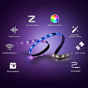 TP-Link Kasa Smart LED Multicolor WiFi Light Strip & Kasa Smart Plug Power Strip, Surge Protector w/ 6 Smart Outlets and 3 USB Ports, Compatible with Alexa & Google Home , No Hub Required (HS300)
