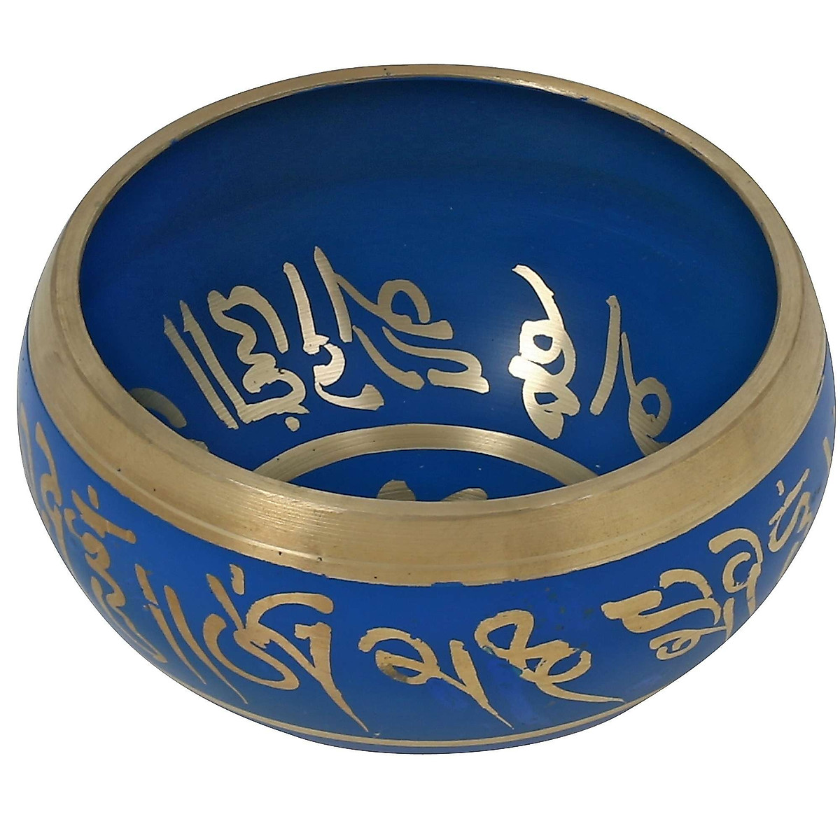 Ajuny Tibetan Singing Bowl Set - Handcrafted Meditation Brass Sound Bowl with Stick and Cushion for Yoga, Chakra Healing, Mindfulness and Stress Relief Spiritual Gifts - Blue