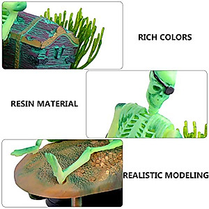 POPETPOP Aquarium Ornament Pirate Skeleton Decoration Skull Fish Tank Decor Cave for Hiding Betta Fish Accessories