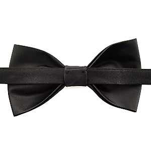 100% Satin Silk Mens Pre-tied Bowtie Solid Bow Ties-Animal Series (black cat black)