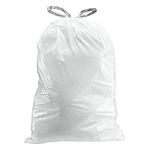 Plasticplace simplehuman (x) Code X Compatible (200 Count)│White Drawstring Garbage Liners, 21 Gallon / 80 Liter │ 26" x 34.75"