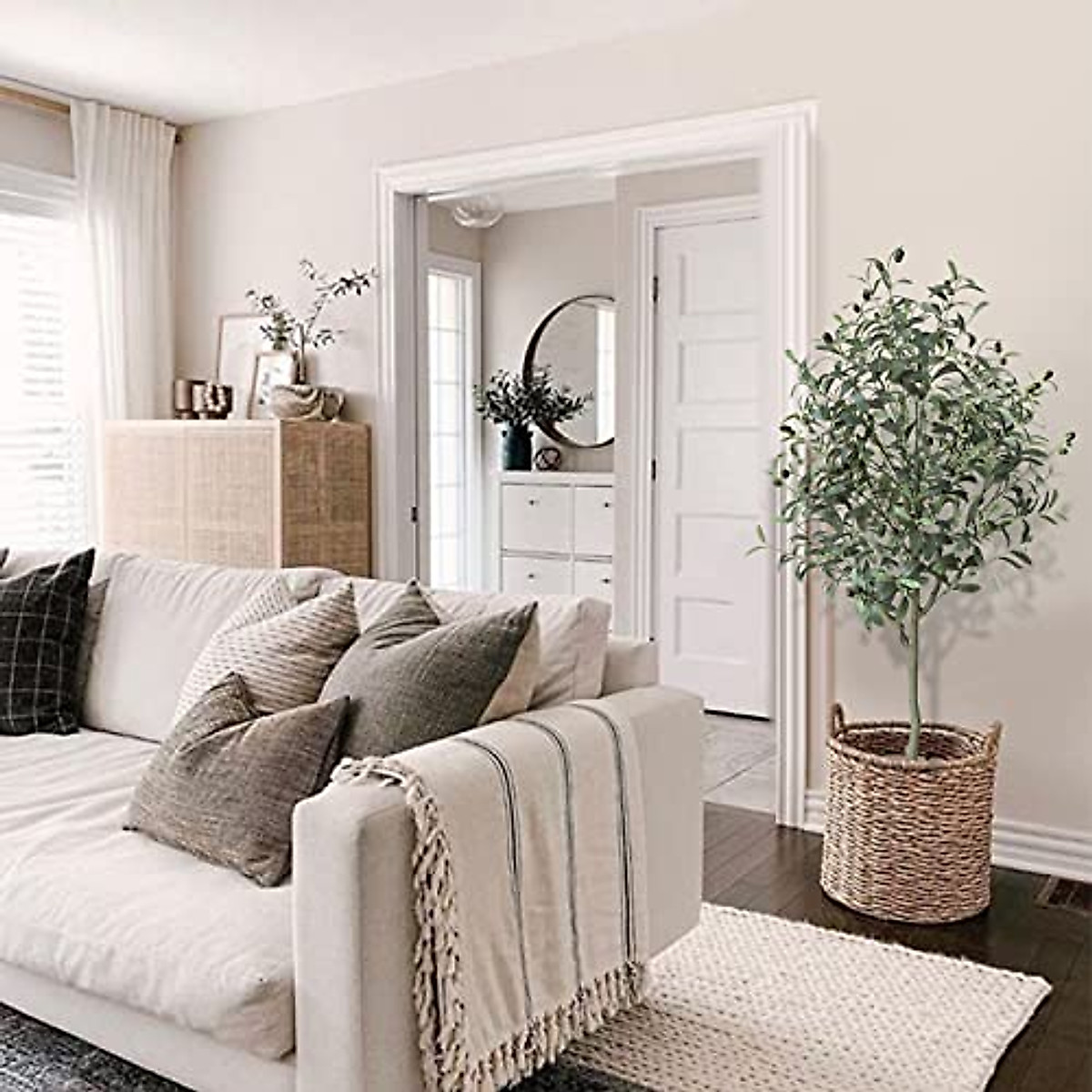 Chantoo Olive Tree 5FT Olive Trees Artificial Indoor Faux Olive Tree Artificial Olive Tree for Office Home Decor Faux Plants Indoor Tall Fake Plants with Realistic Trunk and Lifelike Fruits