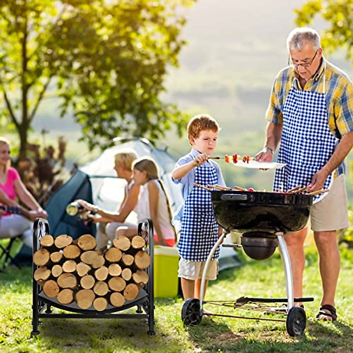 YEEGO DIRECT Weatherproof Firewood Rack Indoor Outdoor 17 Inch Outdoor Firewood Holder Easy Assembly in 10mins, Indoor Log Rack for Fireplace