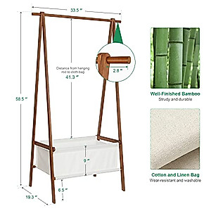 Jotsport Bamboo Clothing Rack Foldable Clothes Hanging Stand with Cloth Storage Bag for Laundry, Bedroom, Guest Room, Entryway, Dressing Room