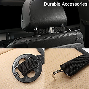 Black Panther 1 Pair Luxury PU Car Seat Covers Protectors for Front Seats, Triangle Pattern, Compatible with 95% Cars (Sedan/SUV/Pickup/Van) - Black