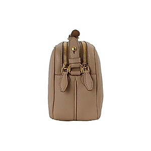Prada Crossbody Bag Handbag For Women - Beige Vitello Phenix Leather Double Zip Crossbody Bag 1BH079 Bags For Women
