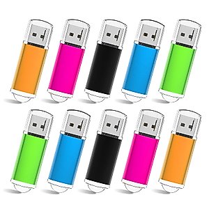 10Pcs 8GB Flash Drives, Alihelan USB 2.0 Thumb Drive Bulk Memory Stick Jump Drive Pen Drive Zip Drive for Data Storage File Sharing (10 Pack, Multicolor, 8G)
