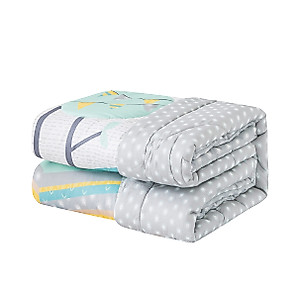 3-Piece Cotton Animals Jungle Crib Bedding Set. Standard Size Set Includes Quilt, Crib Sheet, Changing Pad Cover. Elephant Hippo Bear Giraffe Set, Safari Comforter Set for Boys and Girls