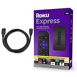 Roku Express HD Streaming Media Player with High Speed HDMI Cable and Simple Remote & Bundle Swanky Cables HDMI Cable